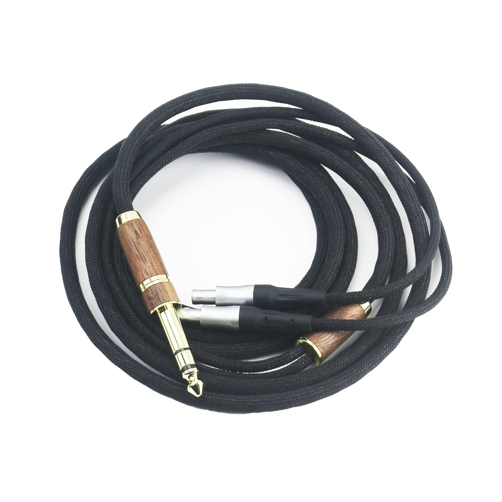 NewFantasia 6N OCC Copper Silver Plated Upgrade Audio Cable Compatible with Sennheiser HD800, HD800S, HD820 Headphones with 3.5mm Male and 6.3mm Adapter Walnut Wood Shell