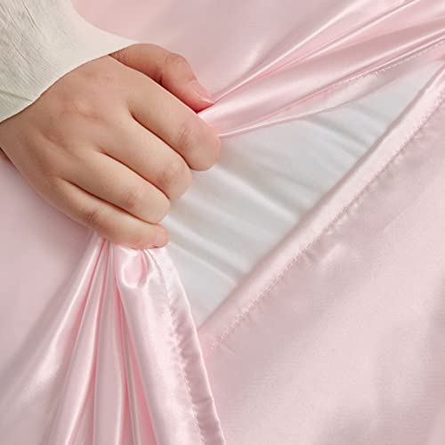 HommxJF Blush Pink Satin Pillowcase Standard Set of 2 with Envelope Closure,Blush Pink Silk Pillowcase for Hair and Skin (20x26)