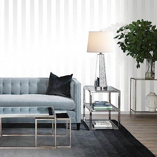 Hamucd Set of 2 Mirrored Glass Bedside Table Lamps for Bedrooms with 2 USB Ports Chrome Modern Silver Living Room Lamps for End Tables Glam Comtempory Style Side Nightstand Lamps for Art Deco