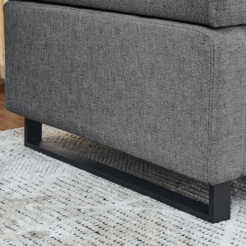 ERYE Morden Upholstered 3-Seat Couch Linen Upholstered 3 Seat Sofa Couch with Two End Tables and 2 Pillows, Free Transformation Removable Back and Armrests for Living Room