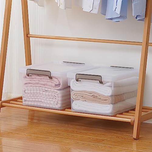 Citylife 22.2 Qt. Plastic Storage Bins with Lids Large Stackable Storage Containers for Organizing Clear Durable Storage Box, 4 Packs