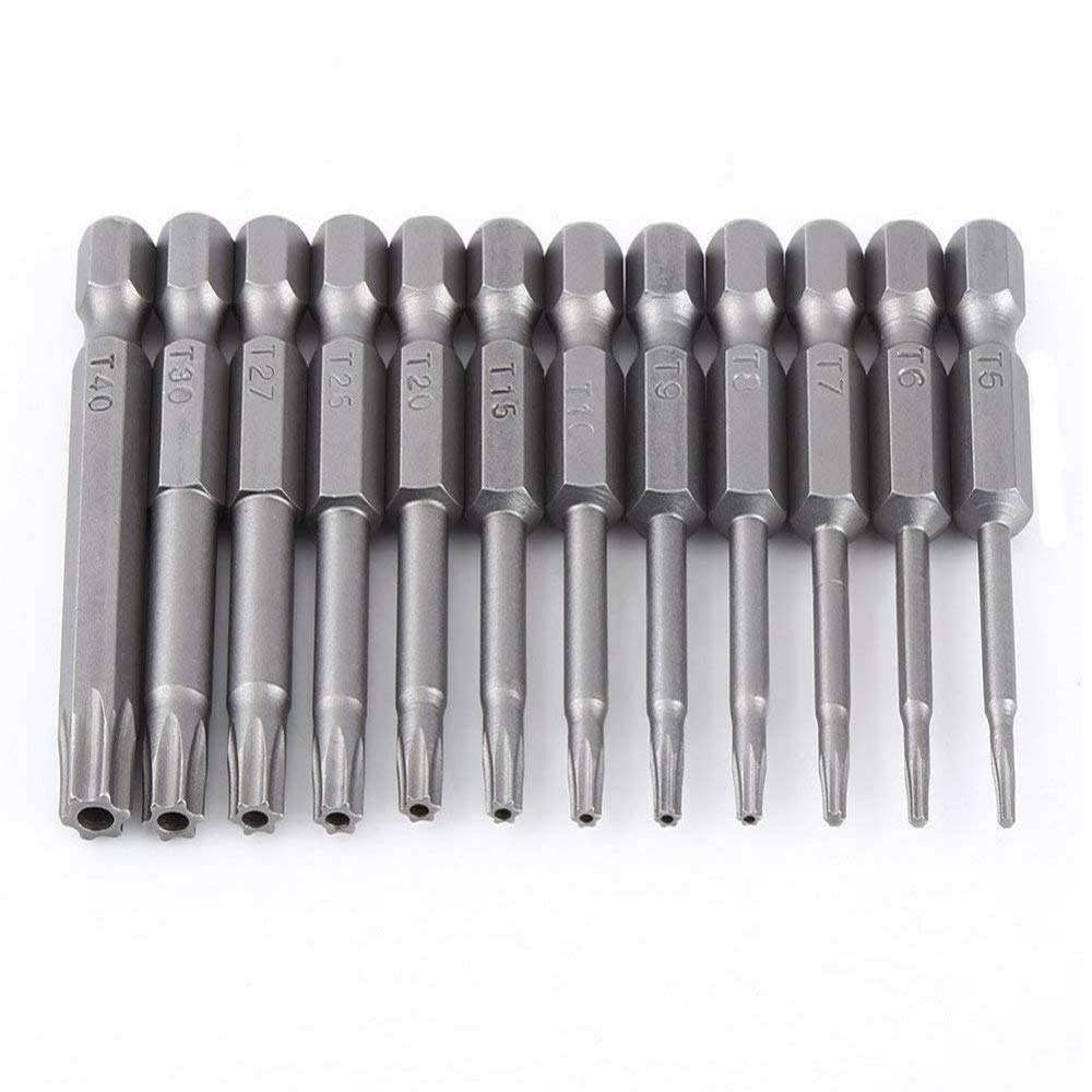 Impact Driver Allen Bits + Torx Bits Set Quick Change 1/4" Hex Shank Hex Head Torks Allen Wrench Quick Release Hex Key Power Drill Drive Star Bits 2 Inch Long Quick Connect Impact Ready - 20pc Set