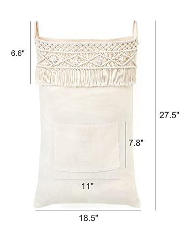 Mkono Macrame Over The Door Organizer and Hanining Laundry Hamper