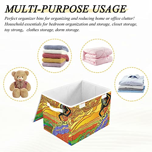 innewgogo African Woman Landscape Storage Bins with Lids for Organizing Dust-proof Storage Bins with Handles Oxford Cloth Storage Cube Box for Dog Toys