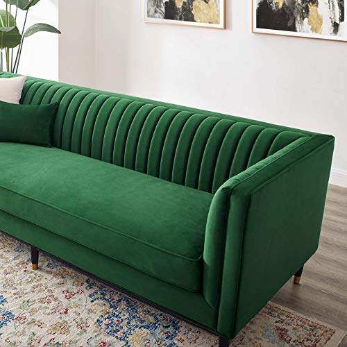 Modway Devote Channel Tufted Performance Velvet, Sofa, Emerald