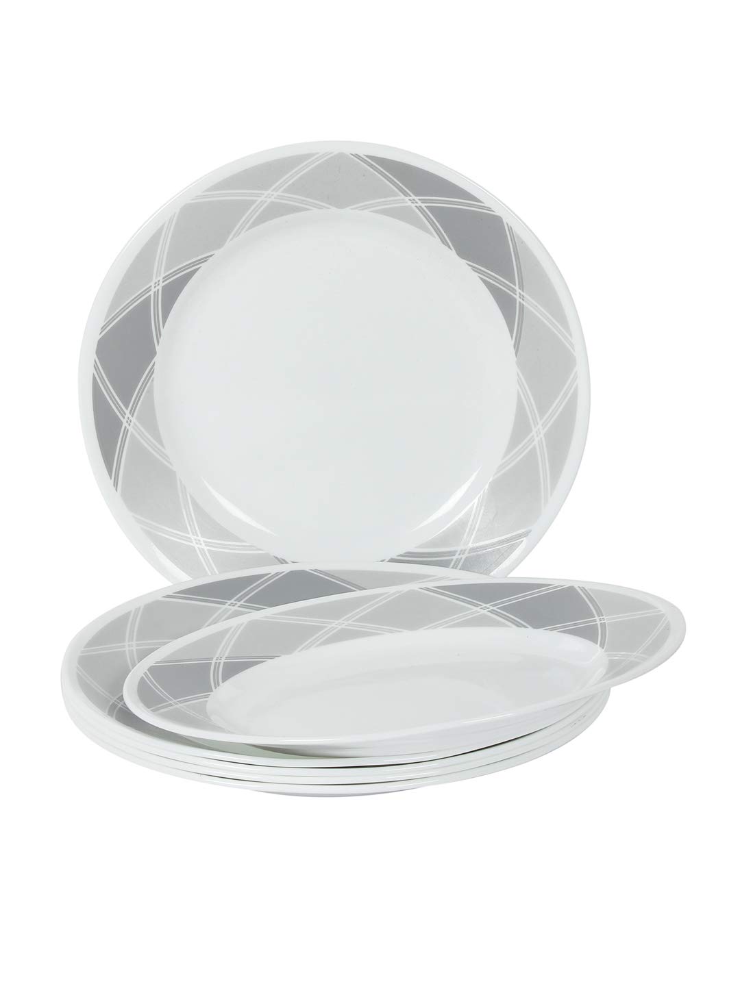 Corelle S.Shadow Grey Glass Medium Plate Pack of 6, 21CM, Multicolor