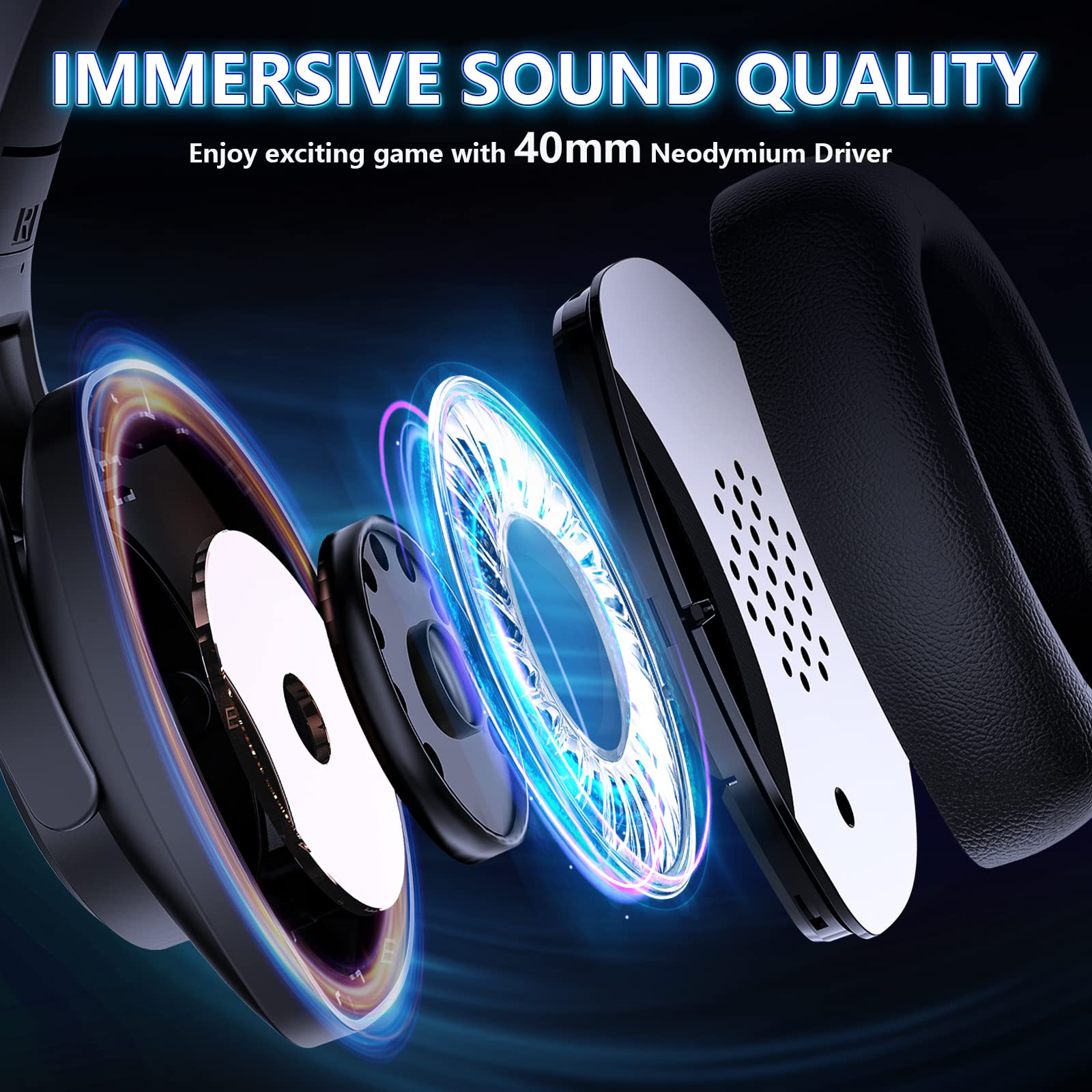 Combatwing Gaming Headset for PC with 7.1 Surround Deep Bass, 360 ° Adjustable Noise Canceling Microphone, LED Light and Memory Ear Guests, Gaming Earphone with Microphone for PS4 PS5 PC