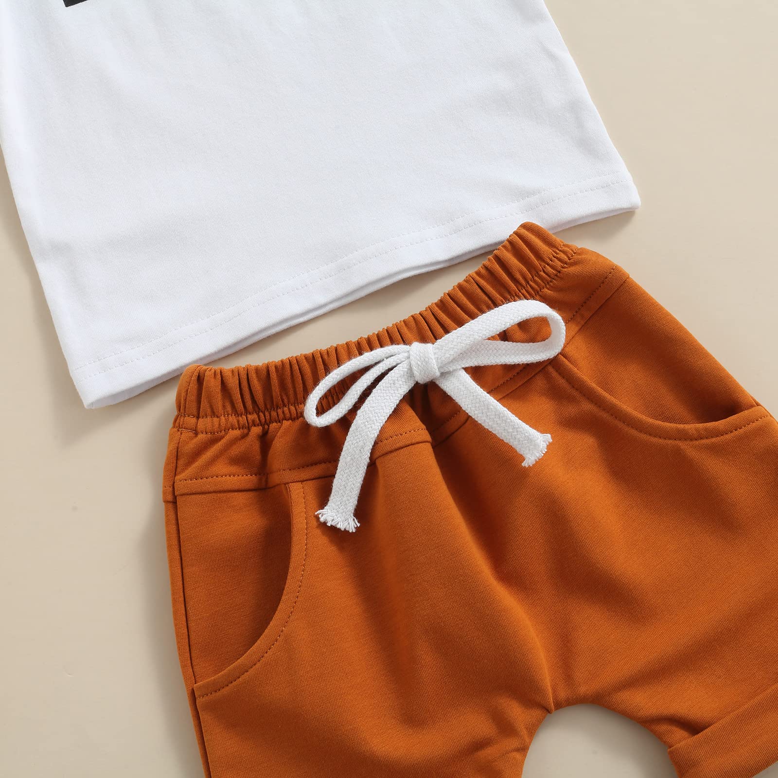 Newborn Baby Boy Clothes Summer Short Sleeve T-shirt Tops Solid Color Shorts 3 6 9 12 18 Months Boy Casual Outfits (Bro White, 18-24 Months)