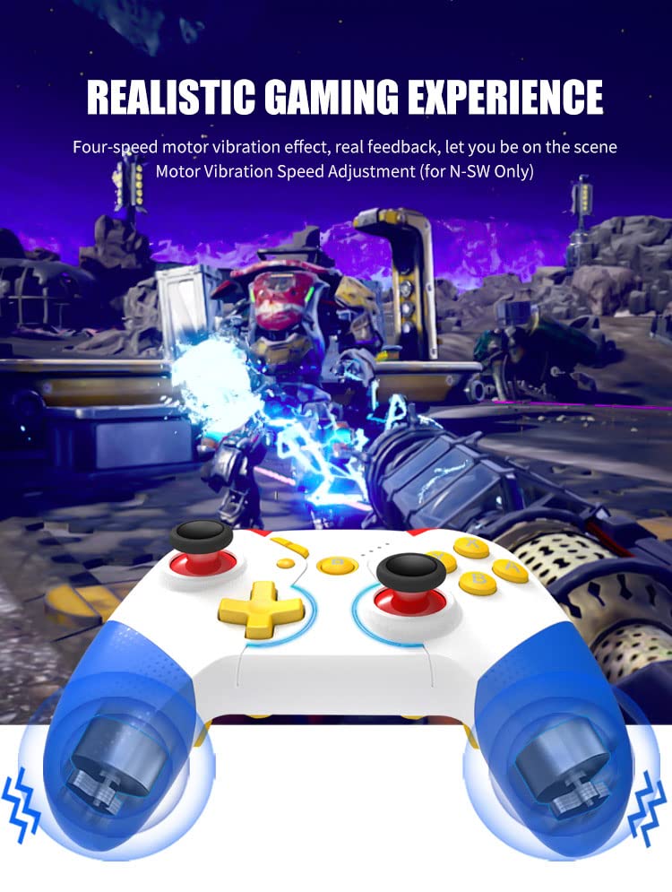 FONLAM Switch Controller Compatible with PC/iOS/Android, Wireless Gamepad for Nintendo Switch Lite/OLED, Game Controller Pro Controller Adjustable Turbo Function/Vibration, Programmable Back buttons, Automatic&Manual Turbo Function, Switch Remote Gamepad