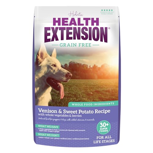 Health Extension Grain Free Venison & Sweet Potato Dry Dog Food (23.5 lb / 10.66 kg) - Lean Protein Formula for Dogs with Poultry Allergies & Sensitive Stomachs