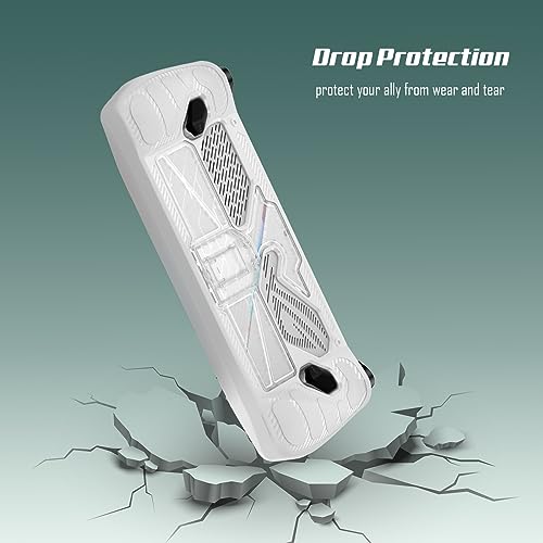 MES MERRY Kickstand Case for 2023 ASUS ROG Ally Handheld, ROG Ally 7 Accessories Protective Cover Grip with Stand (Clear White)