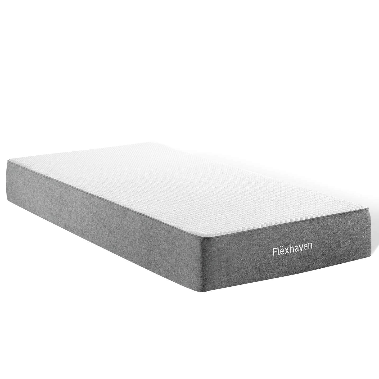 Modway Flexhaven 10" Gel Cooling Ventilated CertiPUR-US Certified Memory Foam Twin Mattress Grey