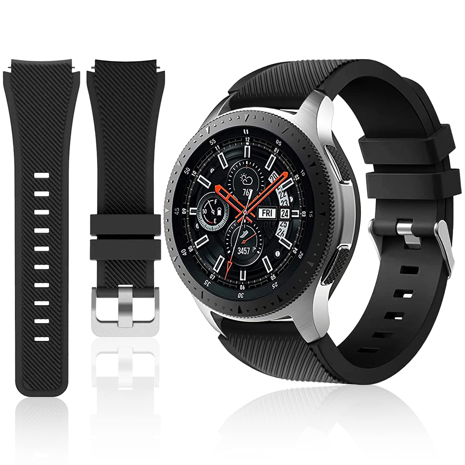 Compatible for Samsung Galaxy Watch 3 45mm Band - Gear S3 Frontier & Classic Bands/ Galaxy Watch 46mm bands, 22mm Soft Silicone Replacement Black Bands Sports Straps Breathable Men and Women