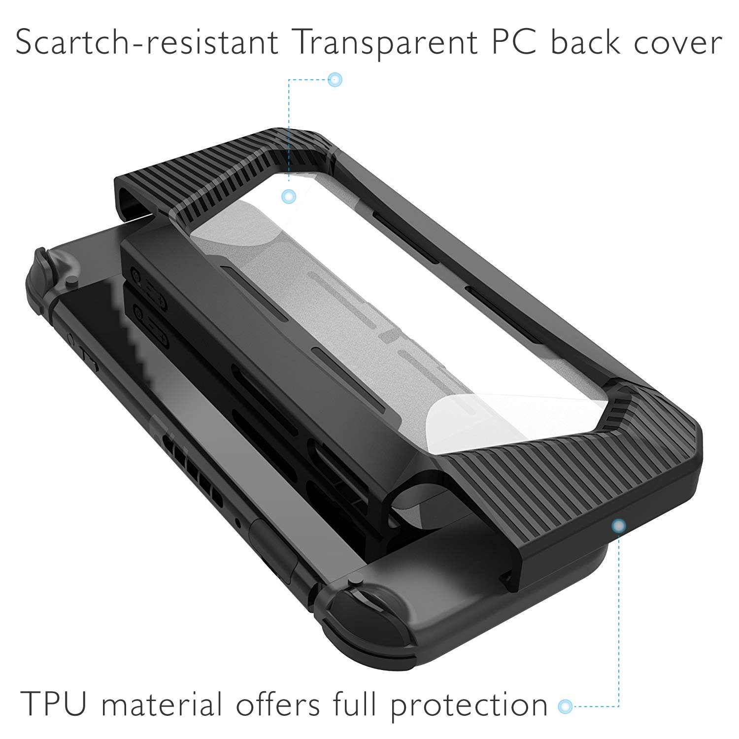Compatible with Nintendo Switch Case with Screen Protector,AISITIN TPU Protective Heavy Duty Cover Case for Nintendo Switch with Shock-Absorption and Anti-Scratch (Black)