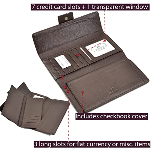 Dasein Anais Gvani Women's Checkbook Wallet with Buckle Accent Genuine Italian Leather (B004 White)