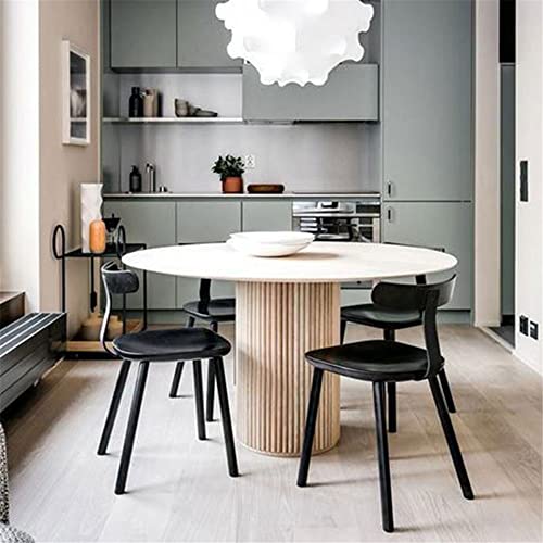 NIUYAO Round Solid Wood Dining Table Natural, 39.5" W Circular Tabletop for Dining Room Kitchen Leisure Coffee Table