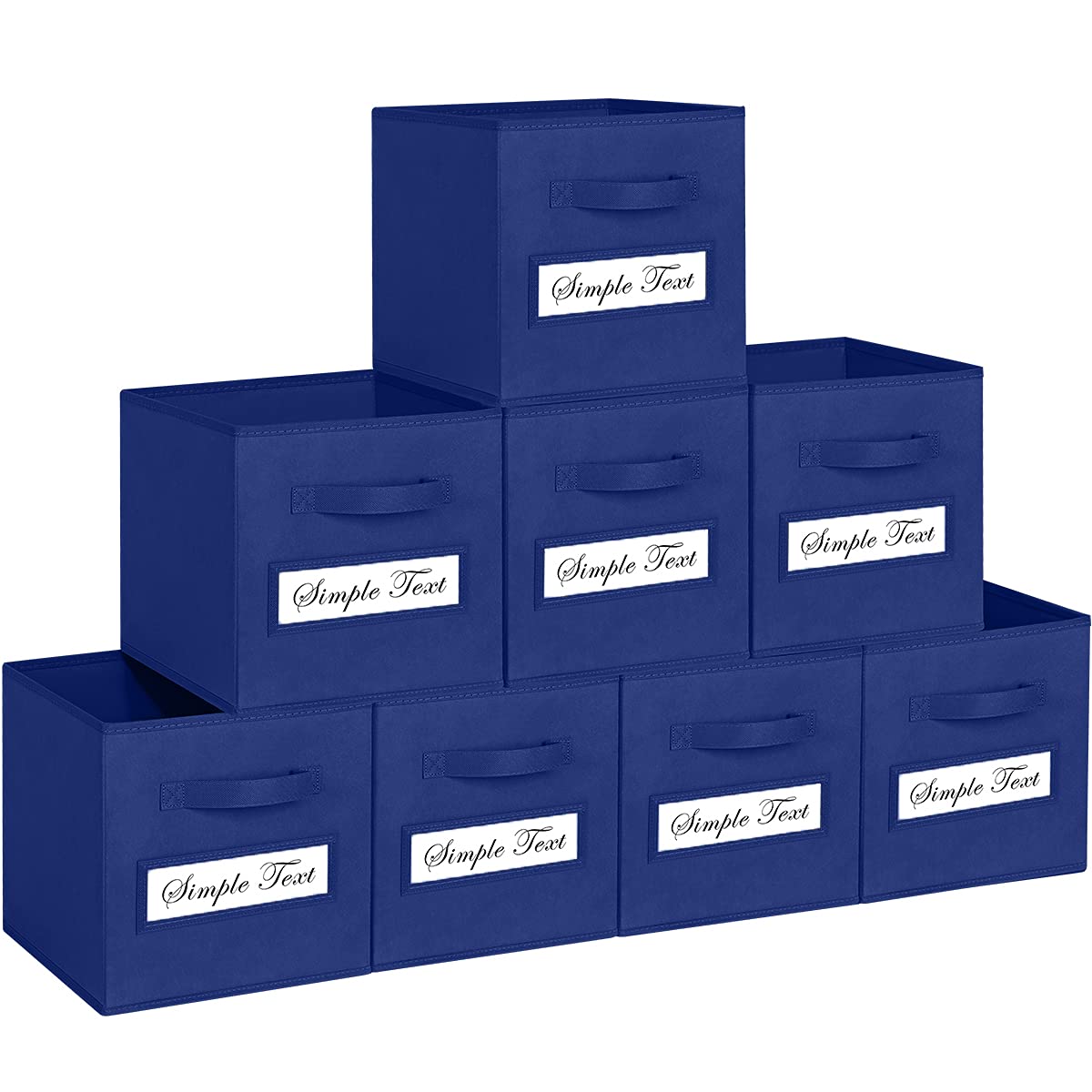 TomCare 8-Pack Storage Cubes Foldable Fabric Cube Storage Bins with 10 Label Window Cards Cloth Cube Organizer Bins Storage Baskets Containers for Shelves Closet Organizers Cubby Cube Storage (Navy)