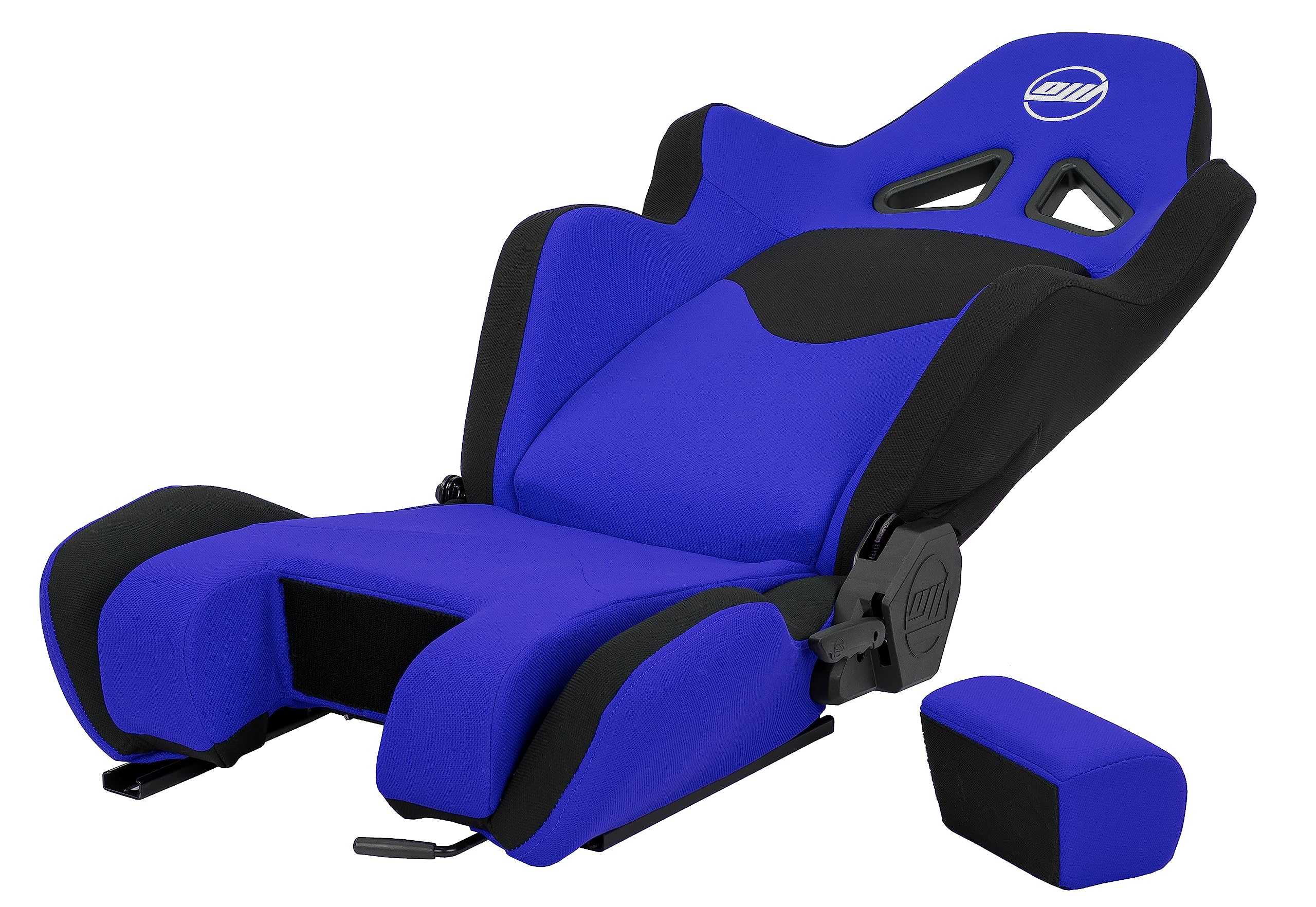 OpenWheeler SimFab Flight Simulator Seat With Seat Base Cut Out For Fighter Stick Or Helicopter Collective, blue