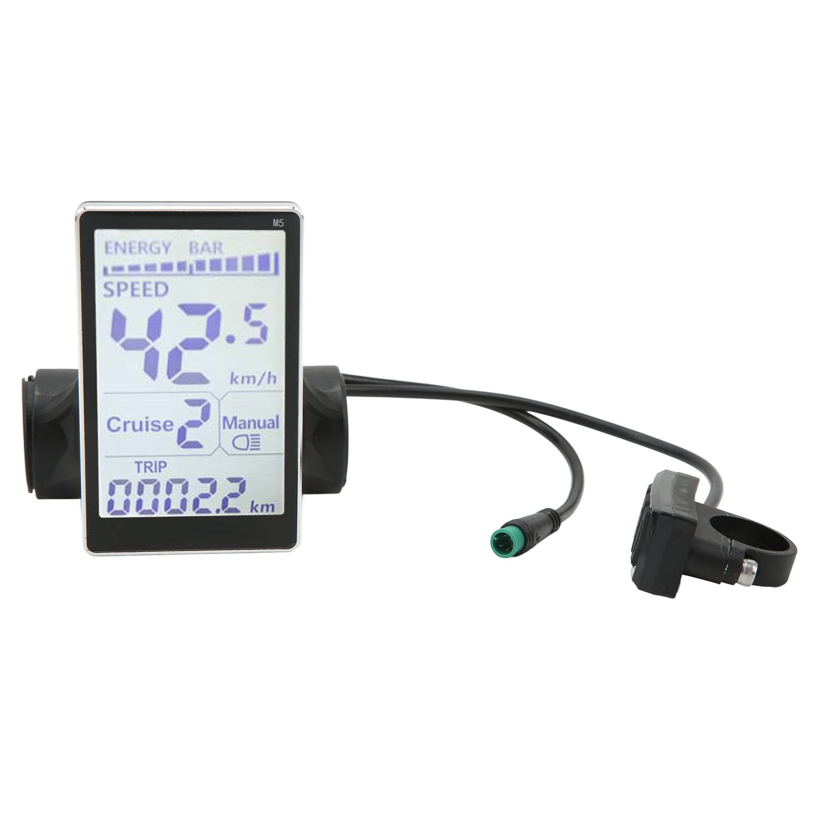 DAUERHAFT M5 LCD Panel Screen, Electric Bike LCD Meter Easy to Install Waterproof 5 Pin for 22.2mm Electric Bikes