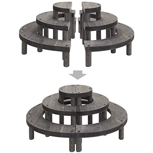 MyGift 3-Tier Cupcake Stand, Vintage Gray Wood Semi Circle Dessert and Retail Display Stand, Set of 2