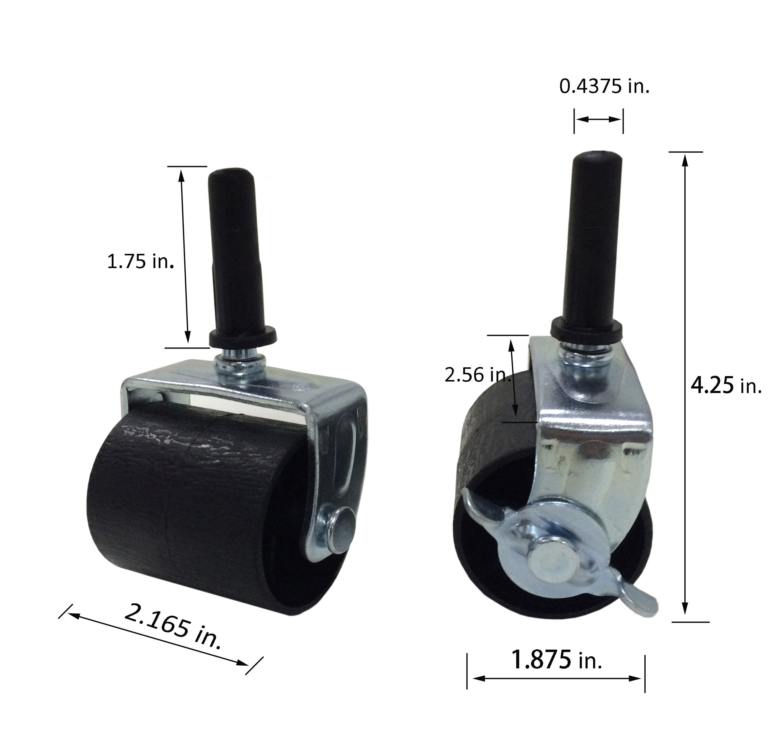 King's Brand Heavy Duty Caster Wheels for Bed Frame ~Set of 4~ (2 Locking & 2 None Locking)