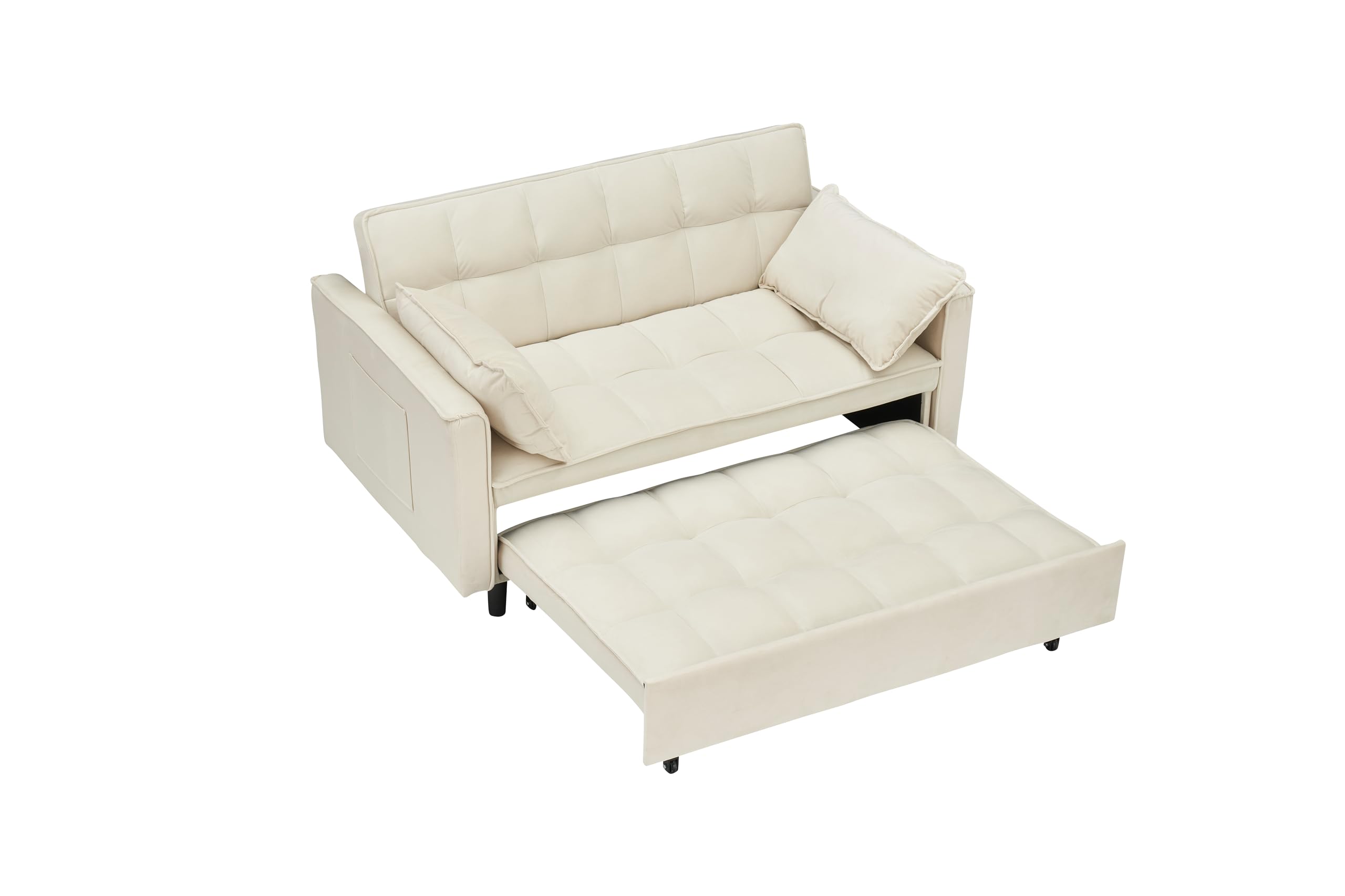 ERYE 3 in 1 Convertible Sleeper Sofabed,Modern Corduroy Upholstered Loveseat Sofa&Couch with Pull Out Sleep Couch Bed, Side Storage Pockets and 2 Pillows for Home,Office,Apartment,RV Living Room