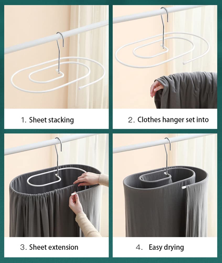 DEPILA Spiral Sheet Hanger Space Saving Hangers for Sheets Bedspreads Coverlets Mattresses Tablecloths Sofa Covers Blankets Shawls Scarfs Capes A5 Coat Hanger