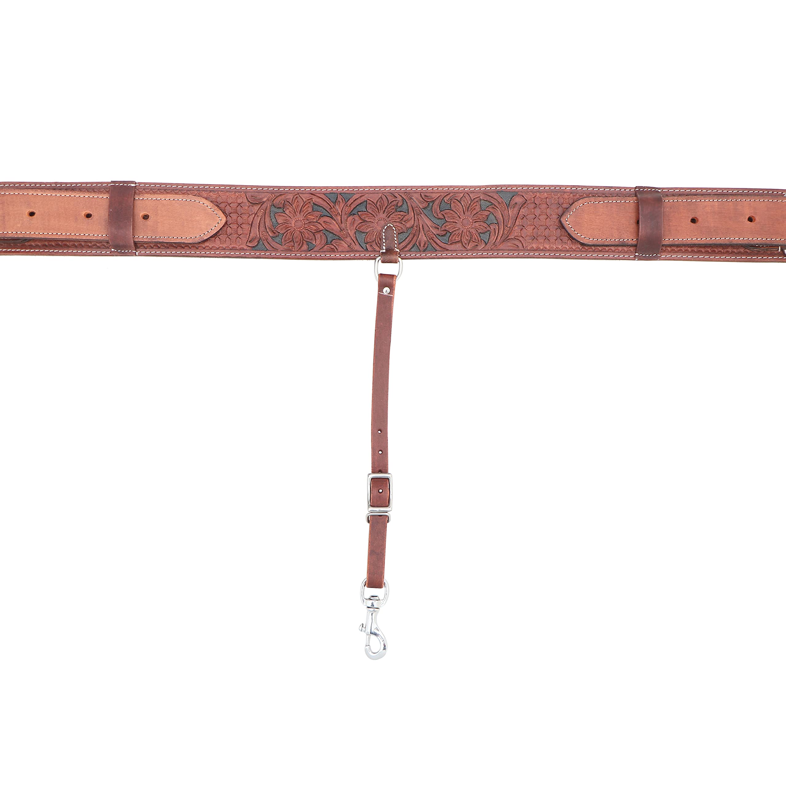 CHALLENGER Horse Western Floral Tooled Leather Rear Flank Saddle Cinch Billets 97115BK