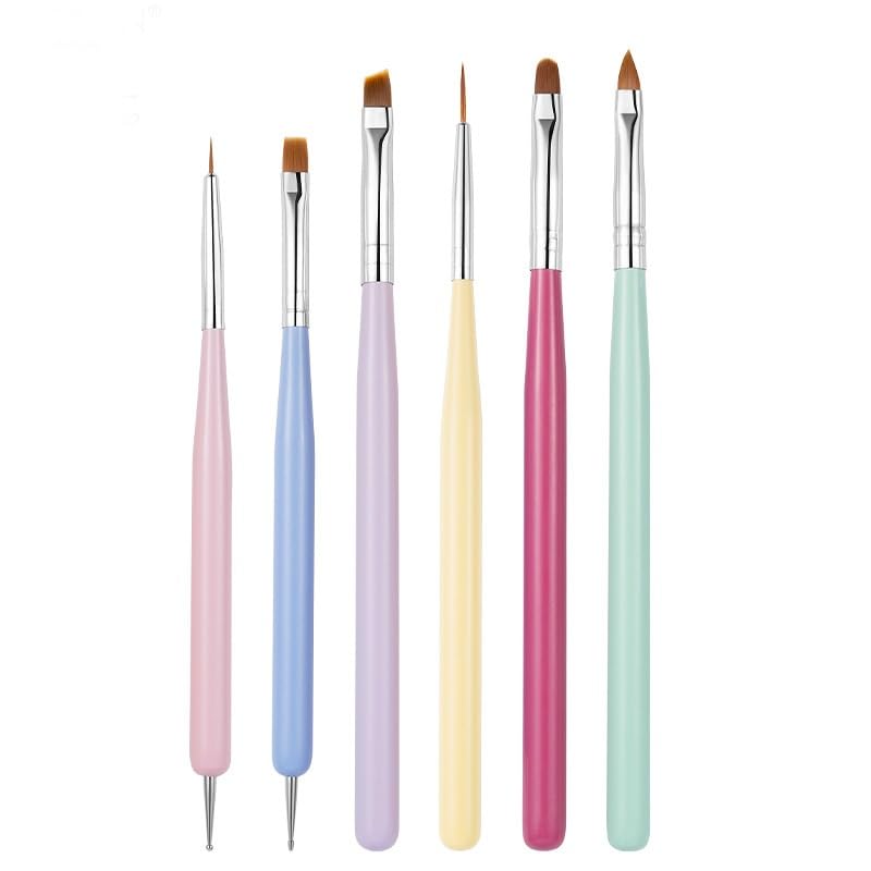 GEMBITYFUL Nail Art Brushes 6Pcs Painting Nail Brushes Nail Art Liner Brushes and Nail Art Dotting Pens for Salon