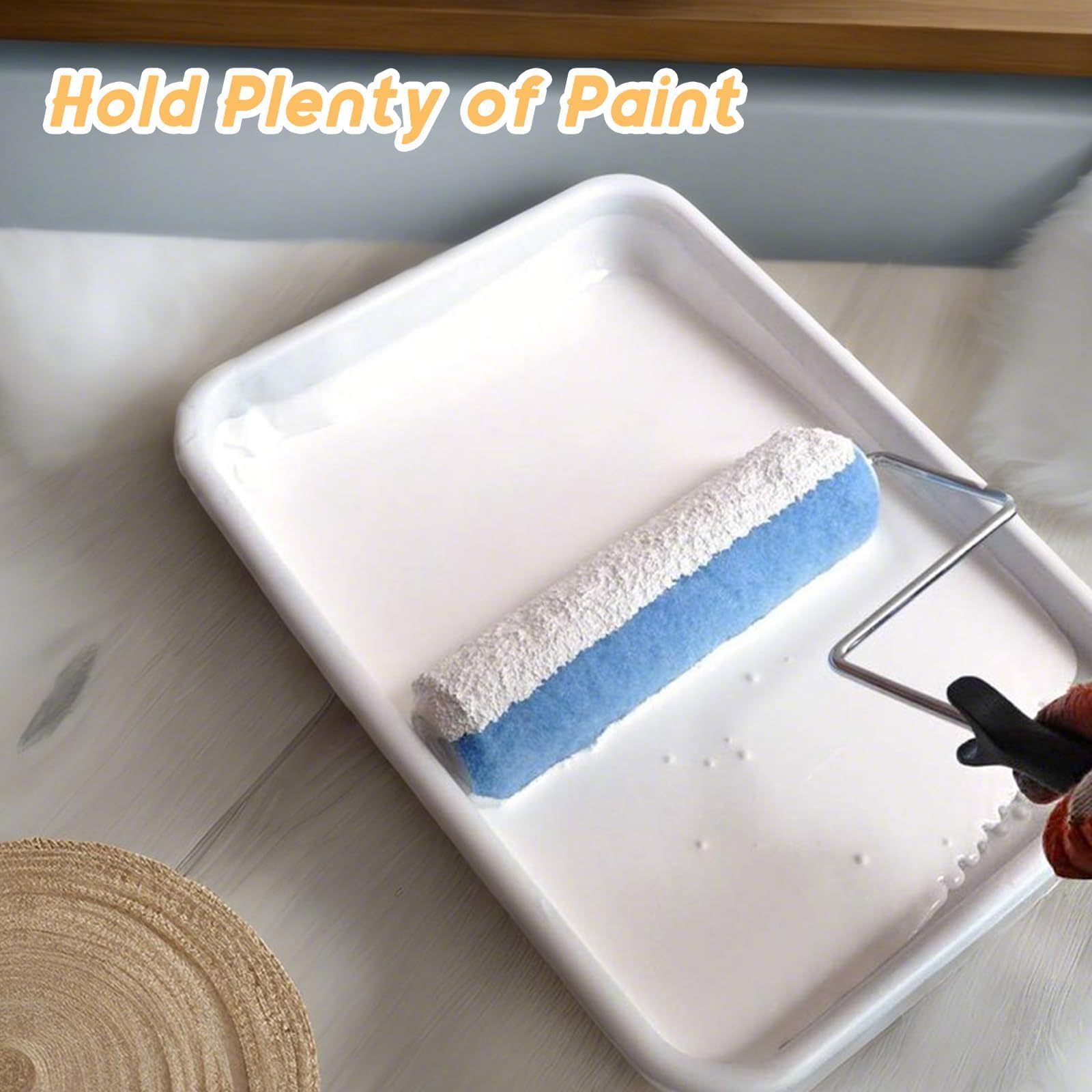 KINGORIGIN 1 Piece 9 Inch Metal Paint Tray with 10 Tray Liners, Paint Tray for Paint Roller, for Paint Brush, Paint Tray Liner Disposable for Home Wall Painting, DIY Painting Projects