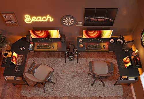 Cubiker 59.1" L-Shaped Gaming Desk, Home Office Computer Desk with Monitor Stand, Walnut