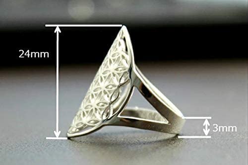 COSUMOSU Flower of Life Ring Silver 925 Sterling Silver Sacred Geometry Sizes US 8