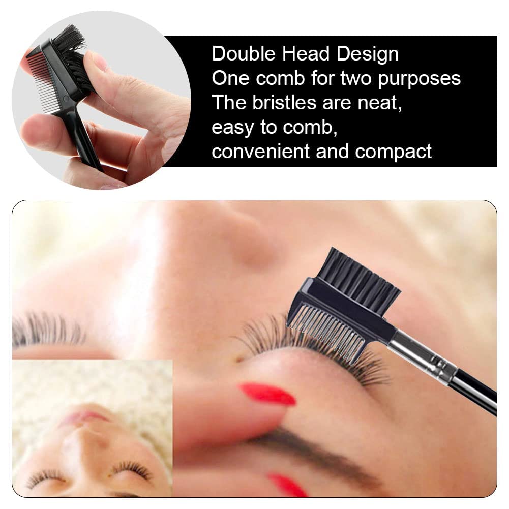 Eyebrow Brush Eyelash Separator Brow Comb & Lash Spoolie, Eyelash Comb Curlers Spoolie Brush, Metal Folding Lash Comb for Eyelas, Professional Eye Makeup Tools, 4 Pieces Set