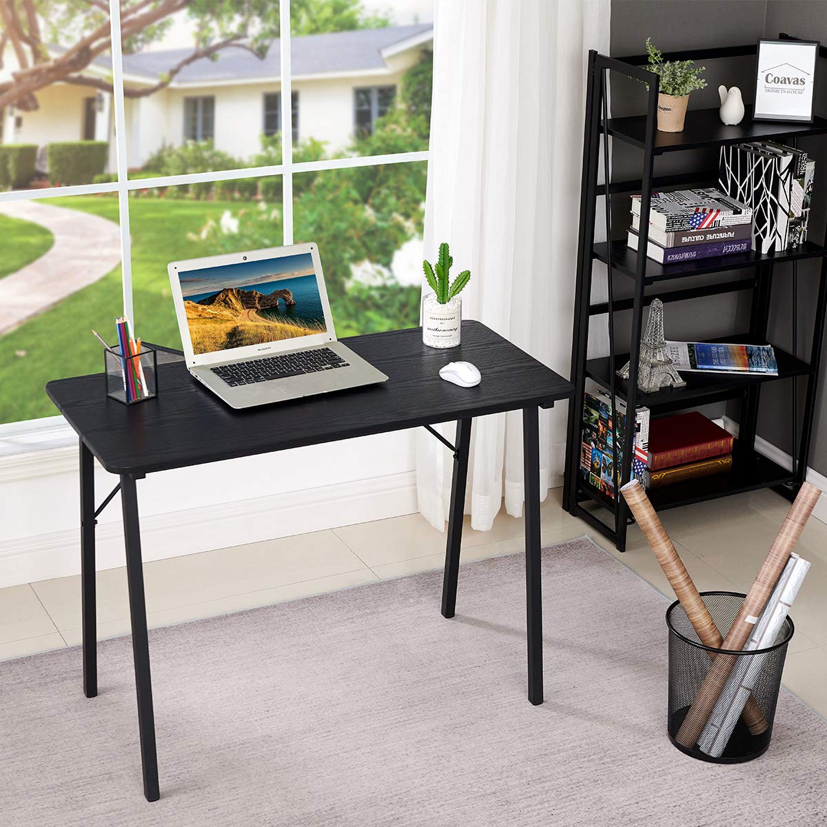 Computer Desk 40 Inch Kids Writing Desk for Small Spaces Students Study Table Home Office Wood Work Desk for Corner Bedroom Modern Portable Laptop Desk for School PC Gaming, Walnut Brown