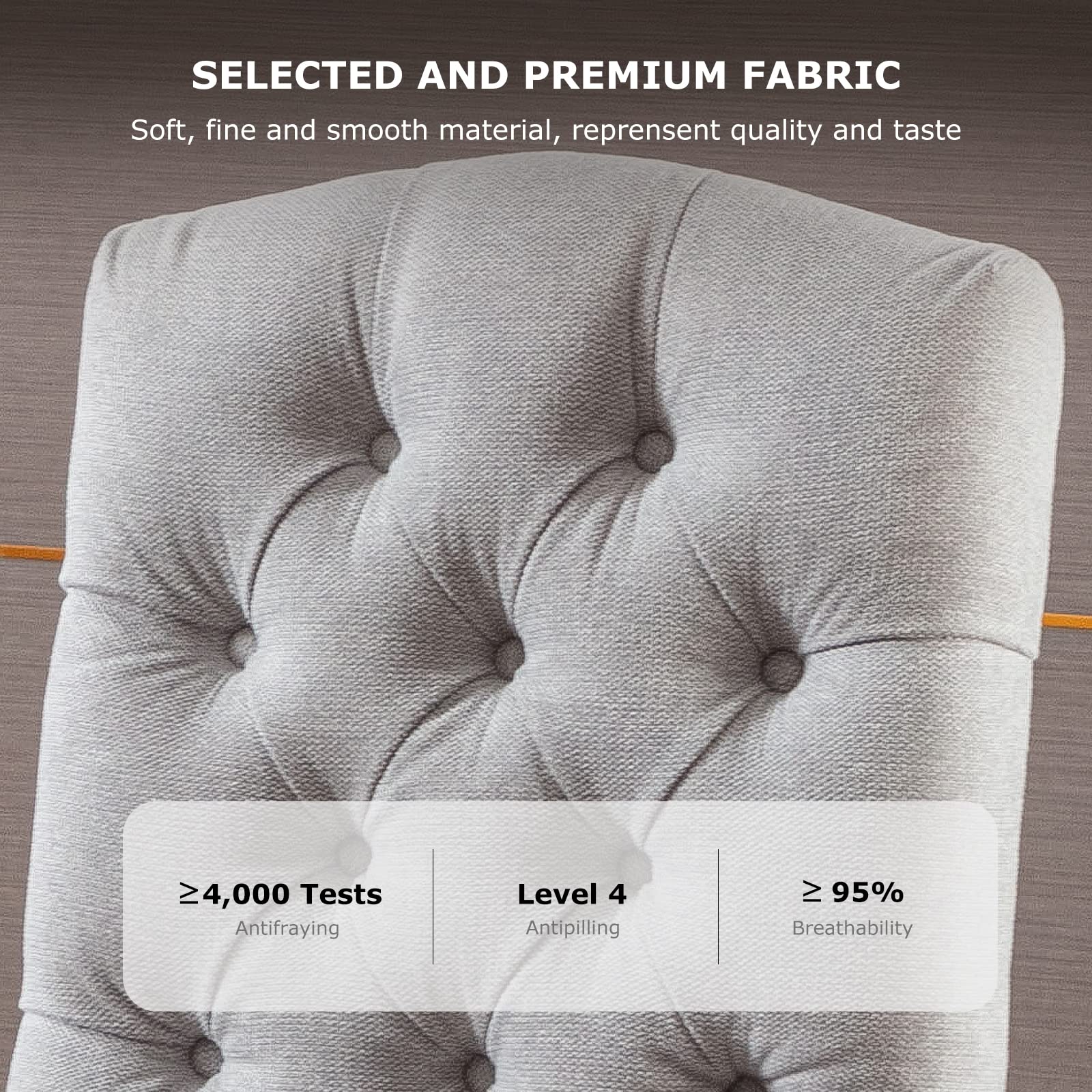 COLAMY Button Tufted Dining Chairs Set of 4, Upholstered Parsons Dining Room Chairs, Fabric Kitchen Chairs with Nailhead Trim and Wood Legs, Light Grey