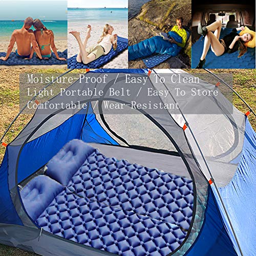 Camping Sleeping Pad - Mat Hiking Air Mattress Lightweight, Inflatable & Compact, Camp Sleep Pad with Pillow for Backpacking Traveling (Blue)