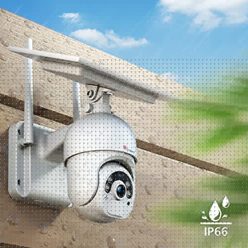 Ctronics 3MP Solar Security Camera Wireless Outdoor WiFi, PTZ Surveillacne Camera Battery-Powered for Home Security, 360° View, Spotlight Color Night Vision, PIR Human Detection, 2-Way Audio (White)