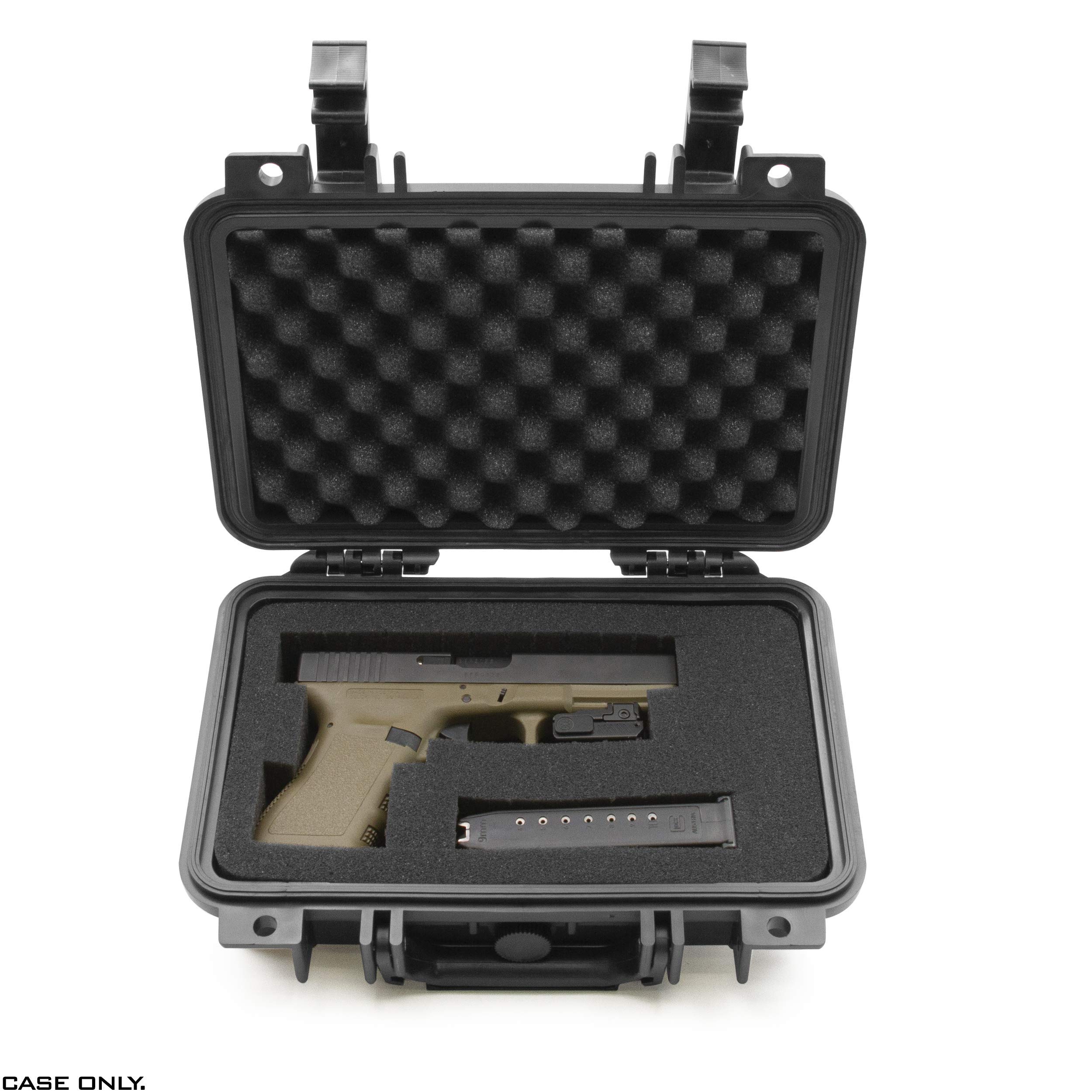 CASEMATIX Hard Gun Case for Pistols - TSA Approved Waterproof & Shockproof Gun Cases for Pistols, Compact 9mm Gun Case for Carrying Handgun with Scope and Accessories