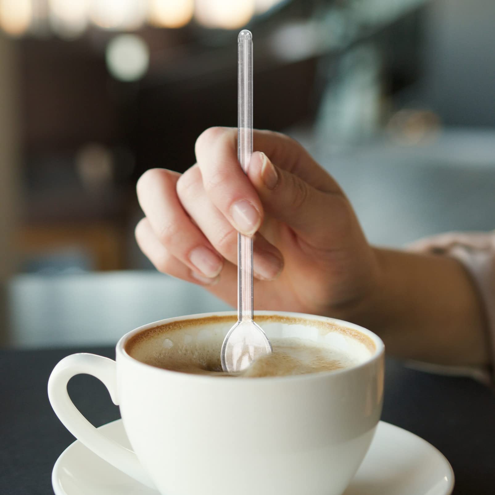 DOITOOL Glass Coffee Spoon Stirring Spoon, Rod Mixing Spoon Long Handle Spoons, Tea Stirrers Clear Petite Teaspoons Heat Resistant for Tea Sugar Bar Party- Clear, Set of 6