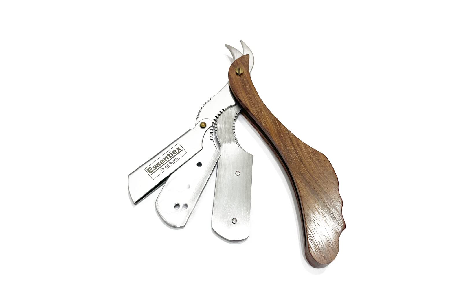 EssentieX Barber Stright Edge Razor For Men Stainless Steel Wood Handle With 25 Half Blades