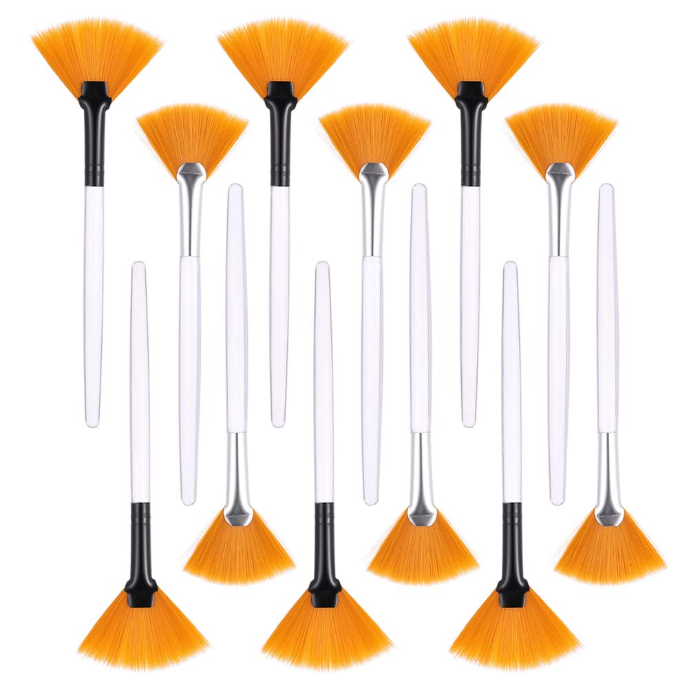 CEREALY 12 Pack Facial Fan Brushes Fan Soft Brushes Makeup Beauty Fan Brushes Acid Applicator for Glycolic Peel Masques
