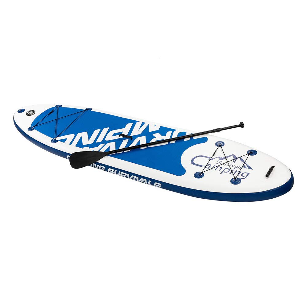 CampingSurvivals 11' Adult Inflatable SUP Stand Up Paddle Board White & Dark Blue & Black