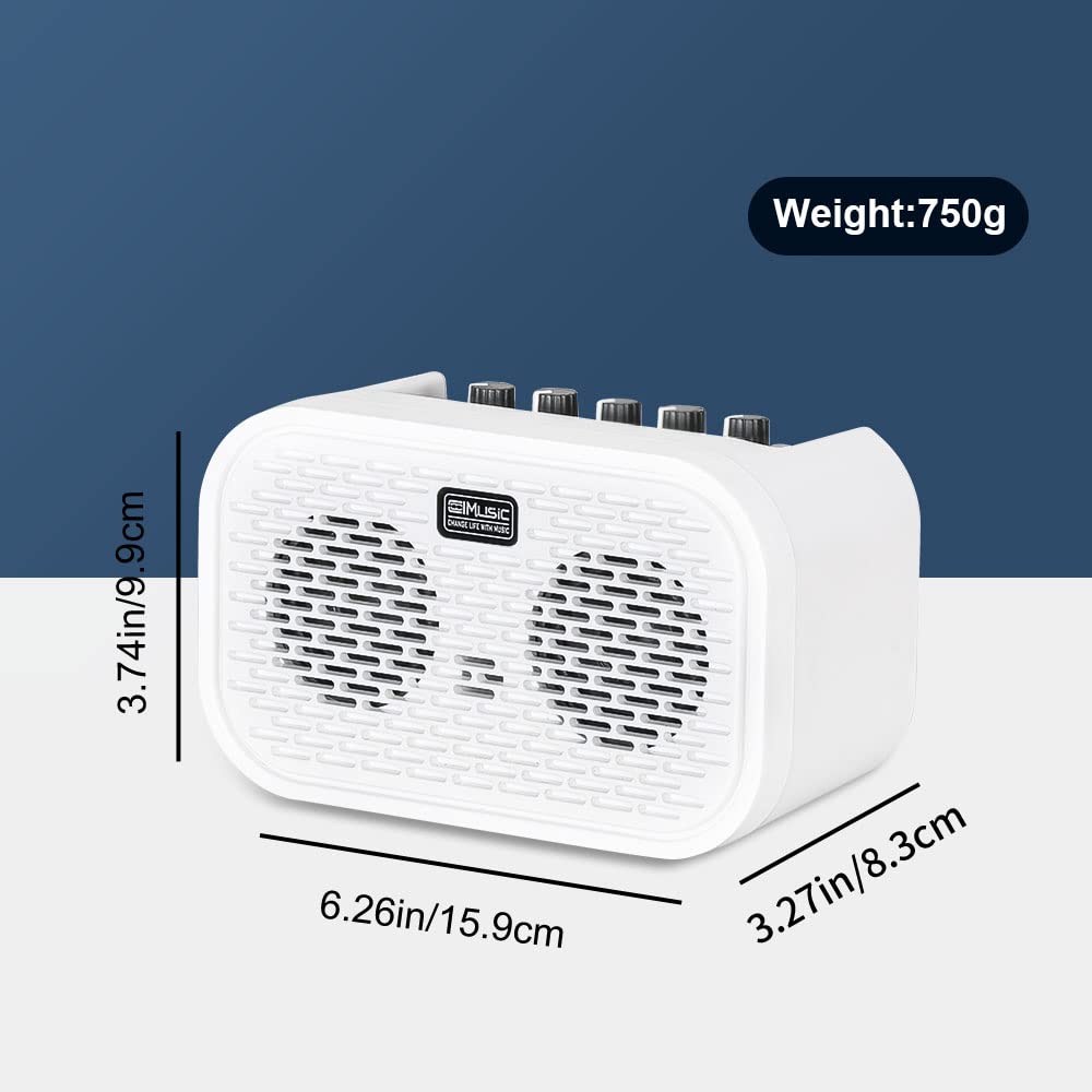 Coolmusic 10 Watt Portable Rechargeable Bluetooth Electric Guitar Amplifier with Delay Effect, 3 Band EQ