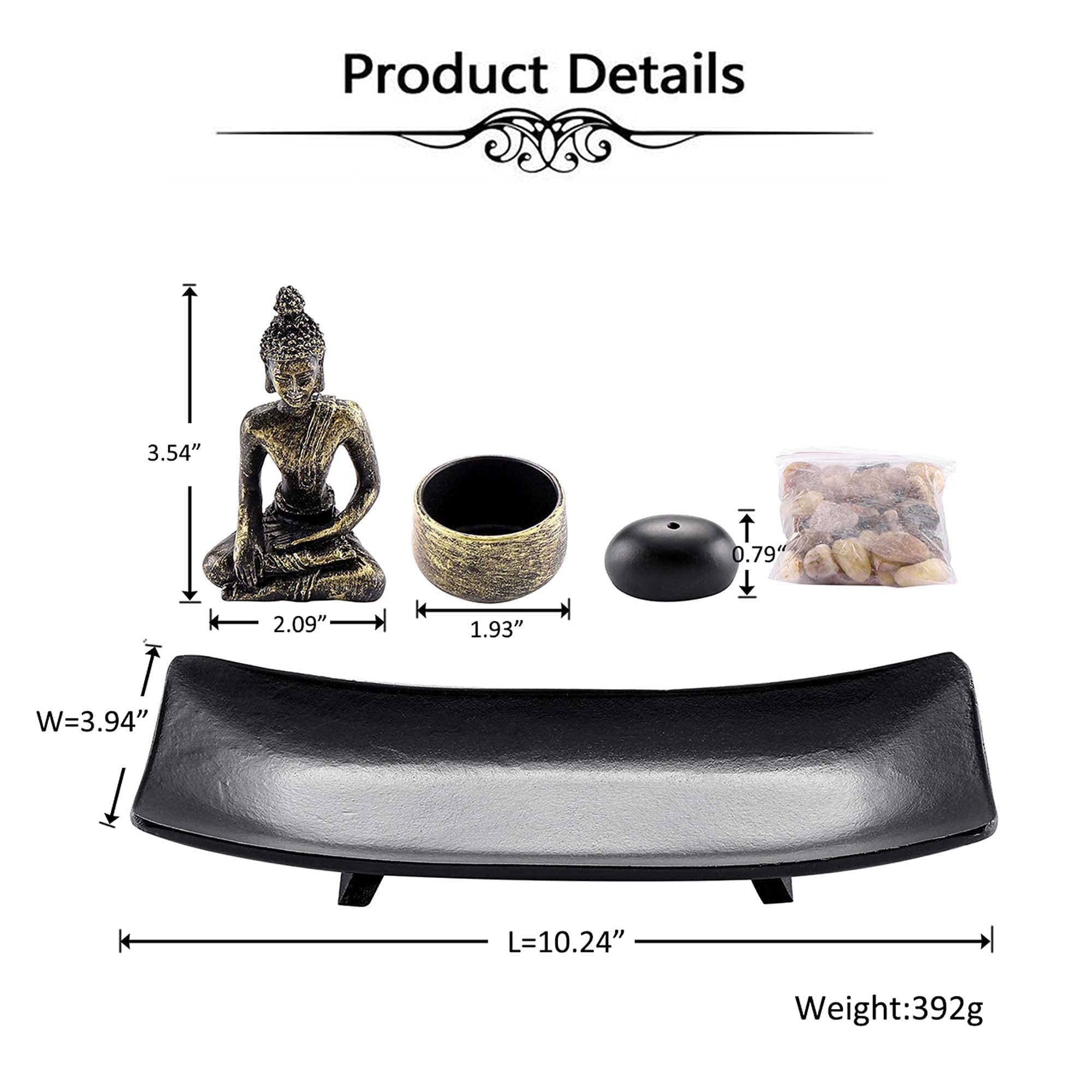 Top Plaza Stick Incense Holder Incense Burner Buddha Statue Tealight Candle Holder Zen Garden Meditation Home Living Room Desk Decor #1