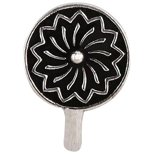 Efulgenz Indian Silver oxidized Faux Fake Non Piercing Open Hoop Ring Clip on Nose Studs Body Jewelry (Style 3)