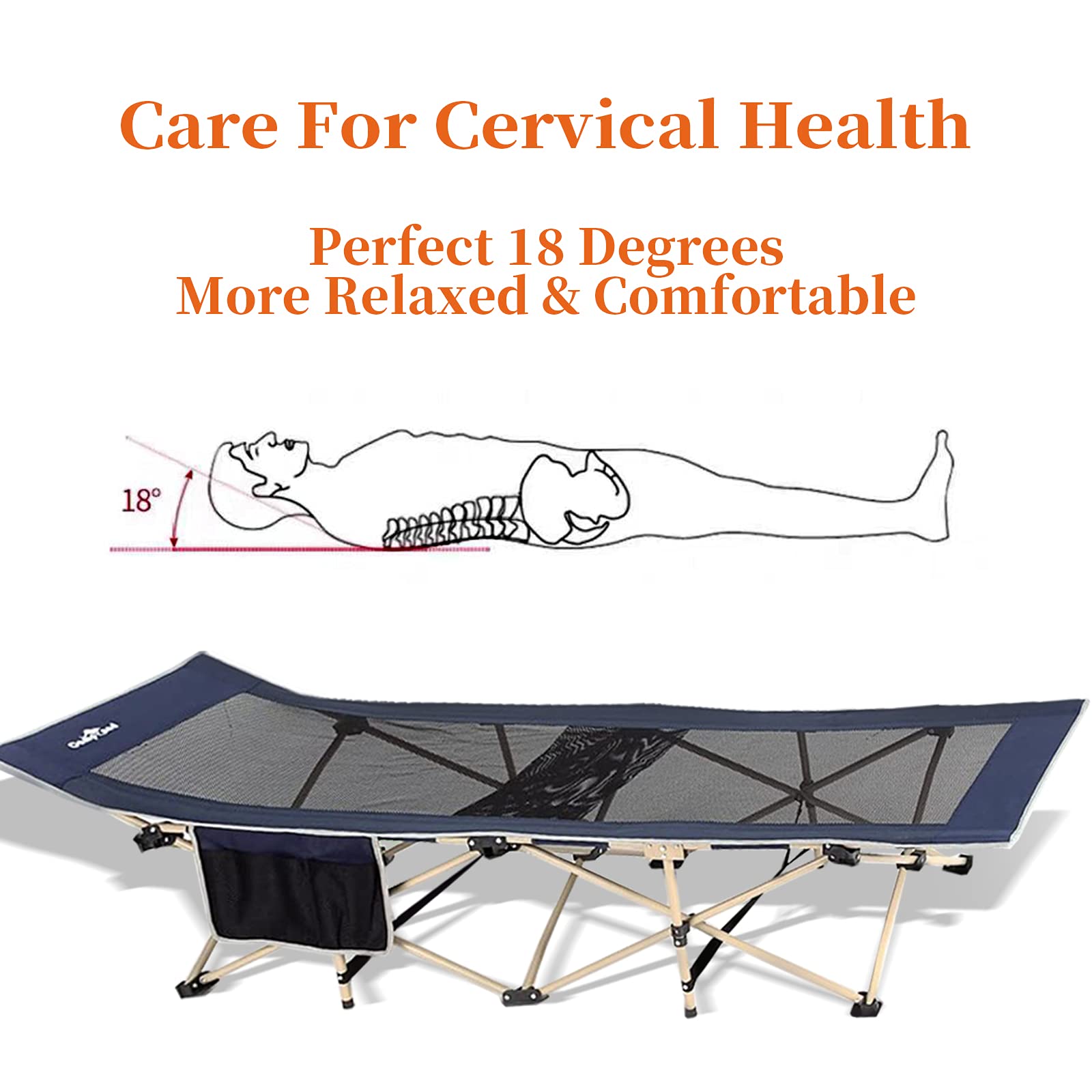 CampLand Folding Portable Camping Cot Sleeping Bed for Adults Kids Easy Set Up Cot Bed Office Bed for Travelling,Camping,Office Nap, Beach Vocation and Home Lounging,Support 661.38lbs