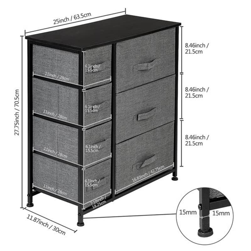 n/a Dresser with 7 Drawers Furniture Storage Tower Unit for Bedroom Hallway Closet Office Organization Steel Frame Wood (Color : A)