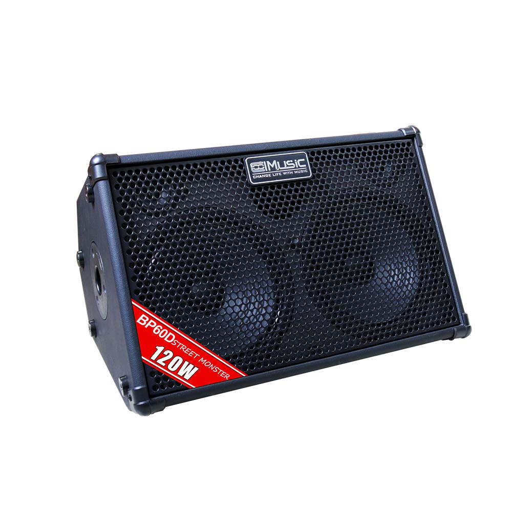 Coolmusic BP60D 120W Battery Powered Acoustic Guitar Amplifier- Portable Bluetooth Speaker with Reverb Chorus Delay Effect, 7 Inputs
