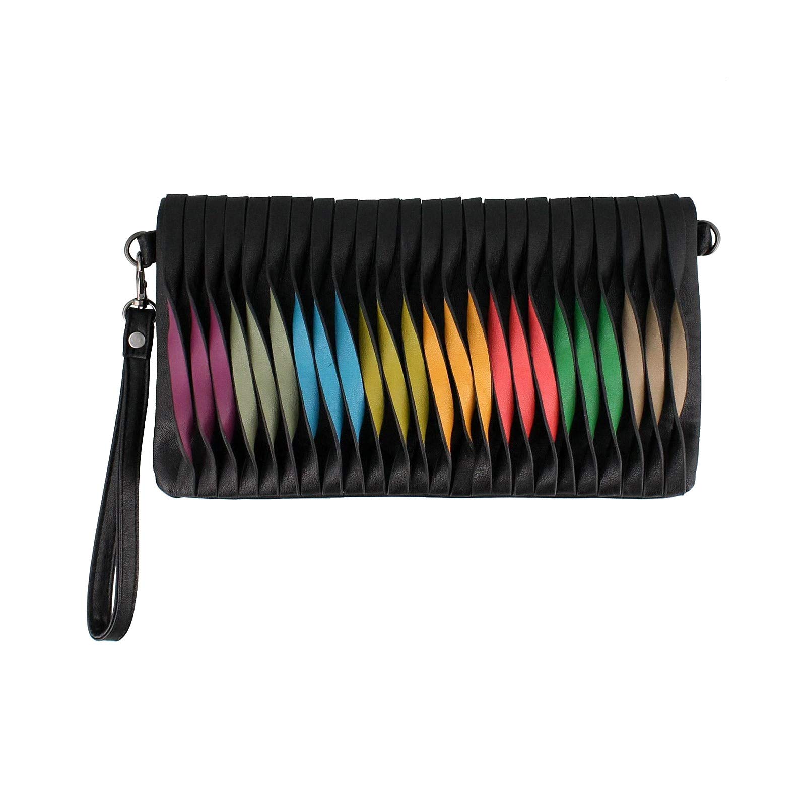 Mellow World Women's Handbags, Rainbow Wristlet BLACK MULTI NS