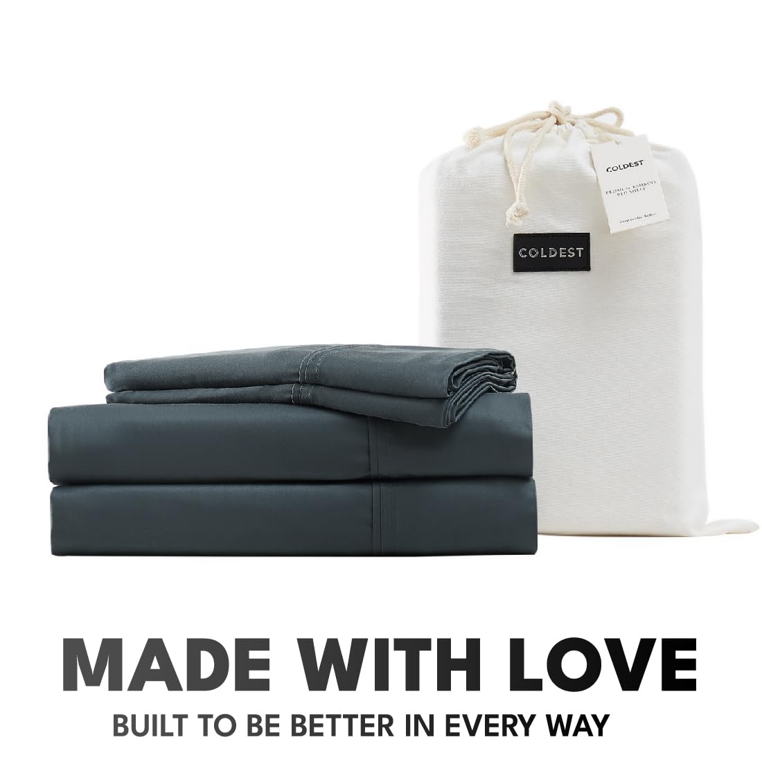 Coldest 100% Organic Viscose Derived from Bamboo Sheets, Luxury Ultra Soft & Cooling, Deep Pocket, Double Stitching - Ideal for Hot Sleepers - Queen Size 5 Pieces Set